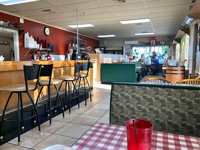 The interior strikes that perfect balance between "been here forever" and "clean enough that your mother would approve."