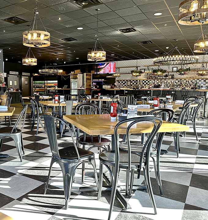 The checkered floor and industrial chic lighting create that perfect "I've discovered somewhere special" feeling that makes regulars out of first-timers.