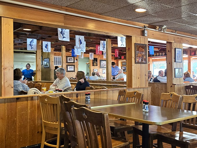 Warm wood paneling and maritime charm create the perfect backdrop for seafood feasts. No pretension here&mdash;just good food and good times.