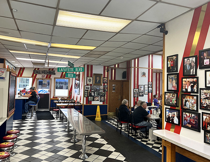 Where history meets hunger &ndash; the checkered floor and photo-lined walls tell stories of decades of Detroit dining traditions.