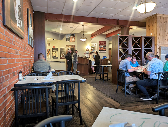 Inside, exposed brick walls and wooden accents create that perfect balance of Western heritage and upscale comfort.