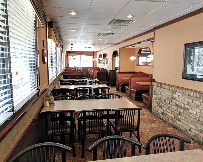 Inside, time stands still in the best possible way. These booths have witnessed countless family celebrations, first dates, and "I'm-too-hungry-to-wait-for-dinner" early bird specials.