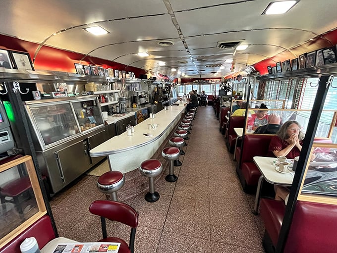 Step inside and time travel without the flux capacitor. The counter beckons with its red vinyl stools, promising conversations as comforting as the food.