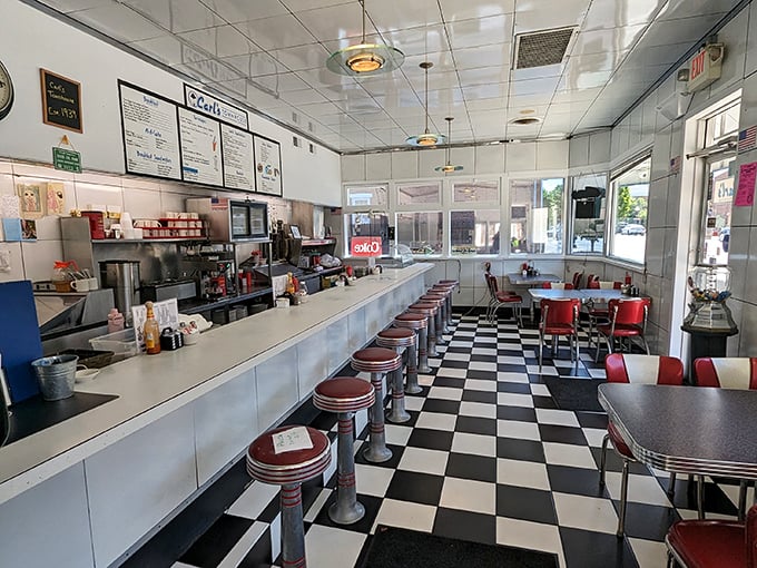 Step inside and time travel begins. The black and white checkered floor and red vinyl stools have witnessed decades of Chillicothe conversations. 