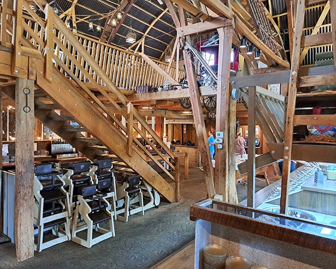 Timber-framed magnificence that makes modern restaurants look like they're not even trying. Those wooden beams have witnessed more happy meals than Ronald McDonald.