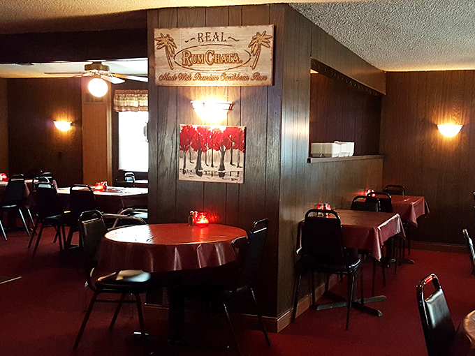Classic wood paneling and red tablecloths &ndash; the universal language of "relax, you're about to eat really well." Supper club perfection.