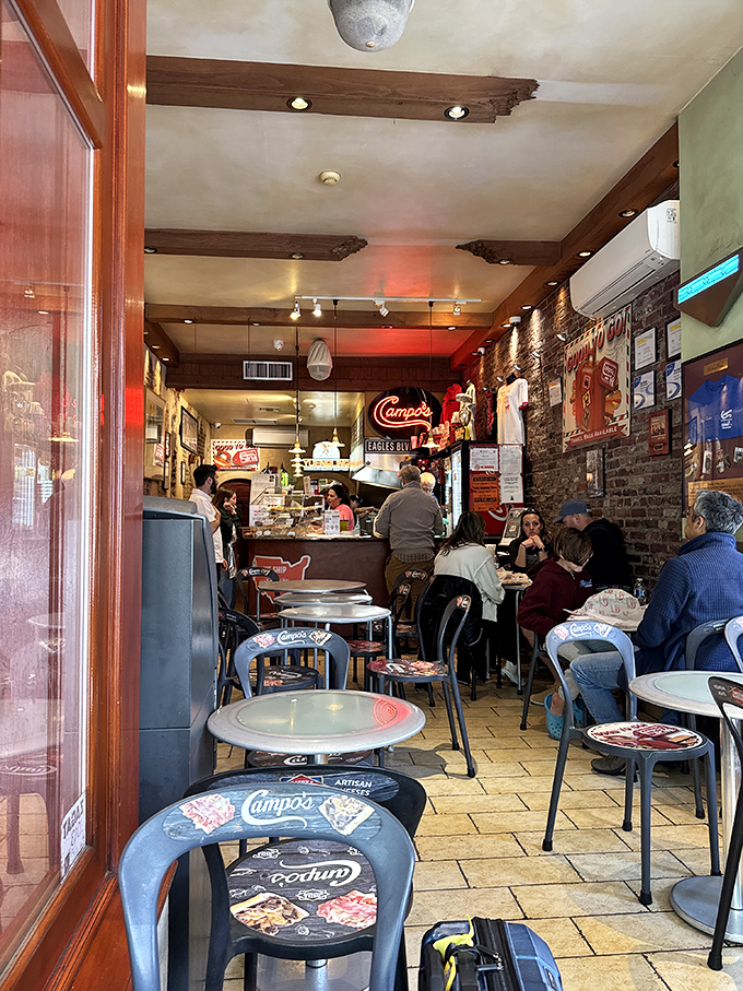 Inside Campo's, time stands still &ndash; exposed brick walls, metal chairs, and the promise of sandwich perfection in an unpretentious package.