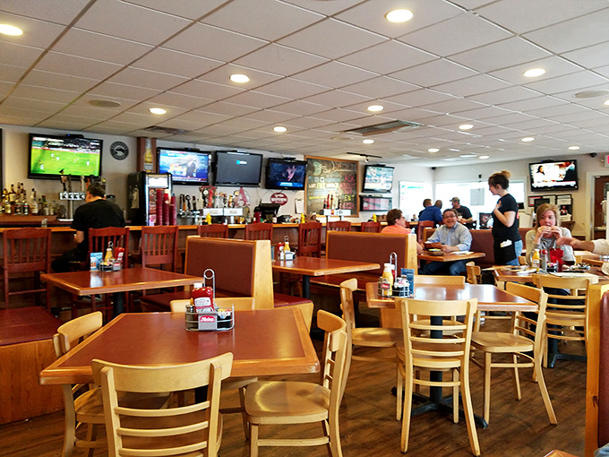 Classic wooden booths and a welcoming atmosphere make Sammy's feel like the neighborhood joint where everybody knows your name&mdash;or at least your burger order.