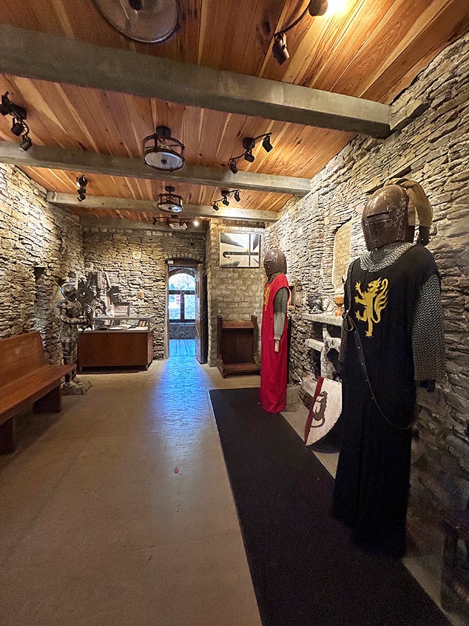 Knights stand eternal guard in these hallowed halls, their silent presence a reminder of chivalry in the most unexpected corner of Ohio.
