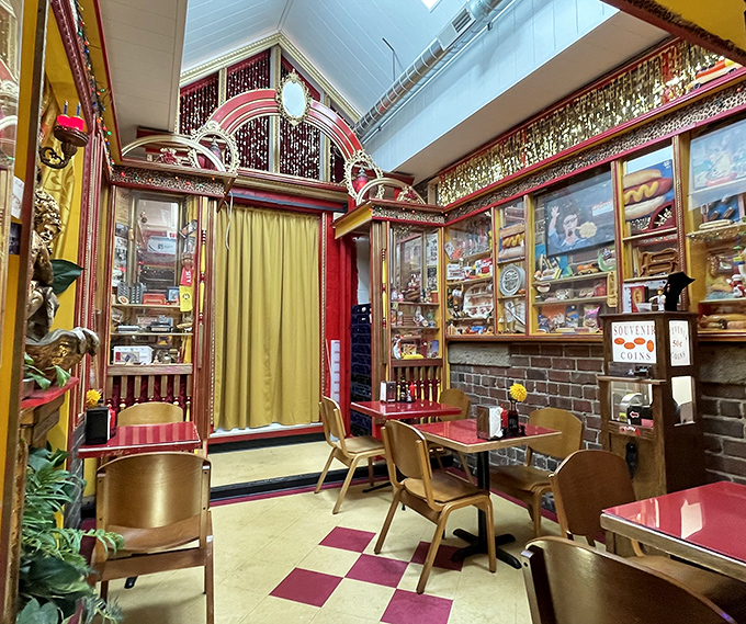 Step inside and you've entered hot dog heaven's waiting room. The ornate Victorian-meets-vaudeville interior makes ordering a simple wiener feel like a special occasion.