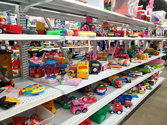 A kaleidoscope of childhood joy &ndash; the toy section at Savers is a nostalgic wonderland for kids and collectors alike.