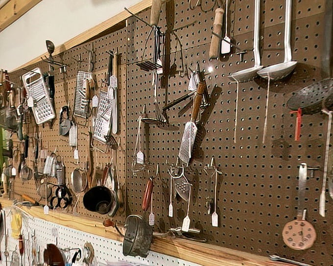 Grandma's kitchen comes alive on these pegboards &ndash; each utensil with its own patina of use and history, waiting to create new memories in your home.