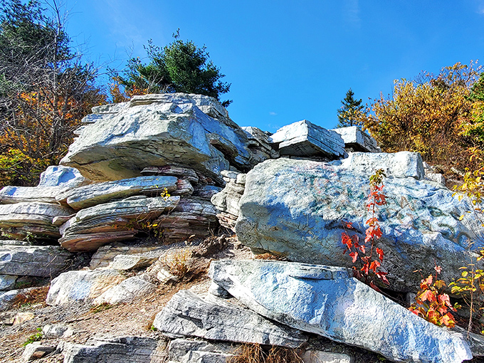 Ancient quartzite rocks stacked like nature's own furniture collection, perfect for contemplating life's bigger questions.