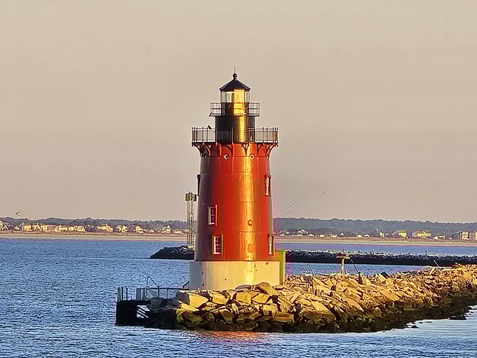 Sunset transforms this historic lighthouse into a glowing ember on the horizon. Mother Nature's lighting director deserves an Emmy for this daily performance.