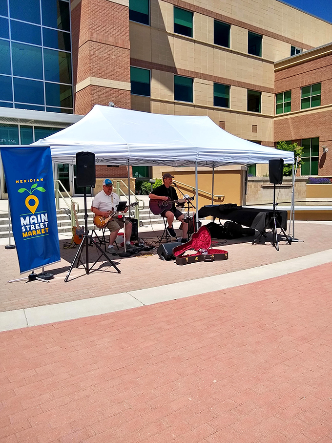 The soundtrack to your shopping adventure comes alive as local musicians serenade market-goers with acoustic melodies.