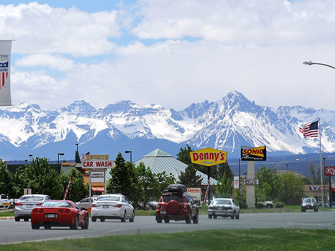Main Street's wide boulevards and mountain views make even grocery runs feel like scenic adventures.