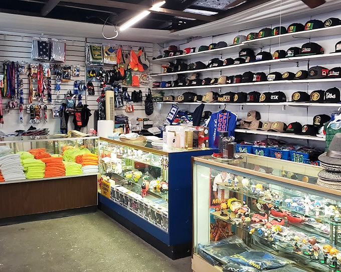 Baseball cap heaven! This meticulously organized shop could outfit every sports fan in Florida with headwear that declares their allegiances.
