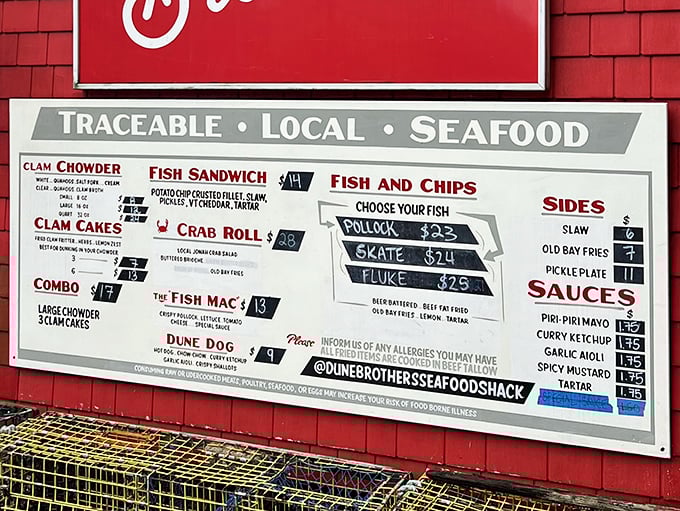When a menu proudly declares "Traceable &bull; Local &bull; Seafood," you know someone's doing things the right way here. 