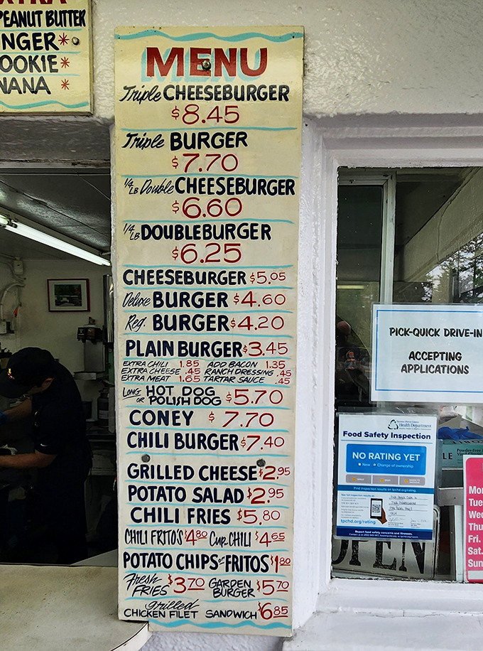 The hand-painted menu board tells you everything you need to know: this isn't about reinvention, it's about perfection. Decisions, decisions! 