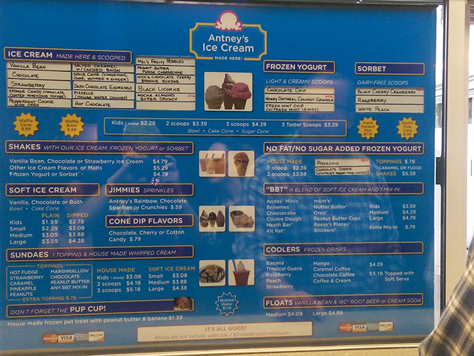 A menu board that reads like a love letter to frozen treats and childhood dreams.