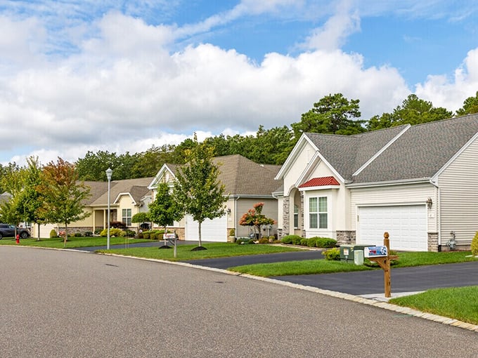 These pristine cottage-style homes represent Barnegat's newer developments, where manicured lawns and welcoming porches invite neighborly conversations.