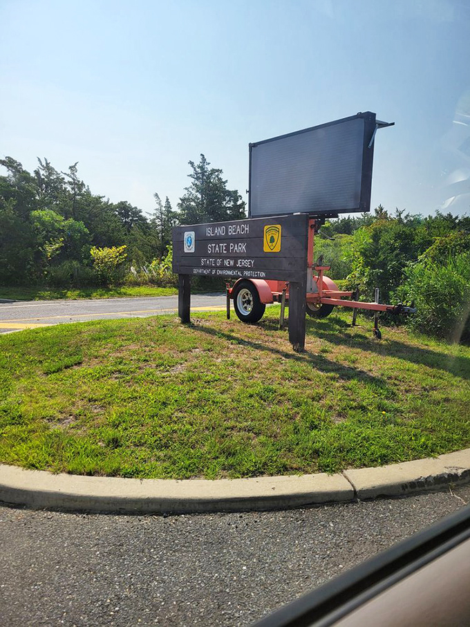 The unassuming entrance sign belies the natural wonderland that awaits beyond. Mother Nature's VIP room requires no velvet rope.