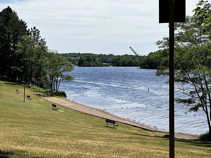 The beach beckons with its simple promise: come sit, watch the ripples, and forget about your inbox for a while.