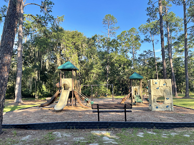 Where wild imaginations run free! This playground offers kids a chance to burn energy while parents recover from their paddling adventures.