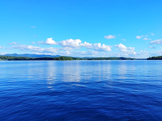 That blue! Mother Nature showing off her favorite color palette at Lake Bomoseen, where the water meets sky in a display that puts postcards to shame.