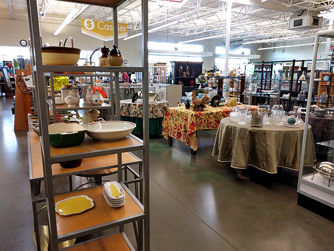 Step inside and prepare for sensory overload! Shelves of dishware and home goods stretch as far as the eye can see.