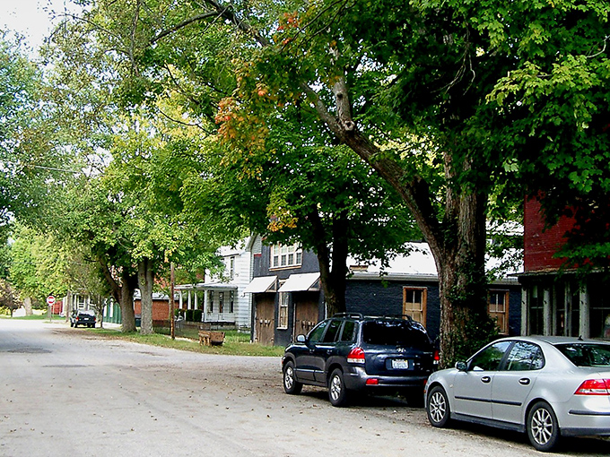 Tree-lined streets create nature's colonnade in Clifton's downtown, where cars park casually as if time moves just a little slower here.