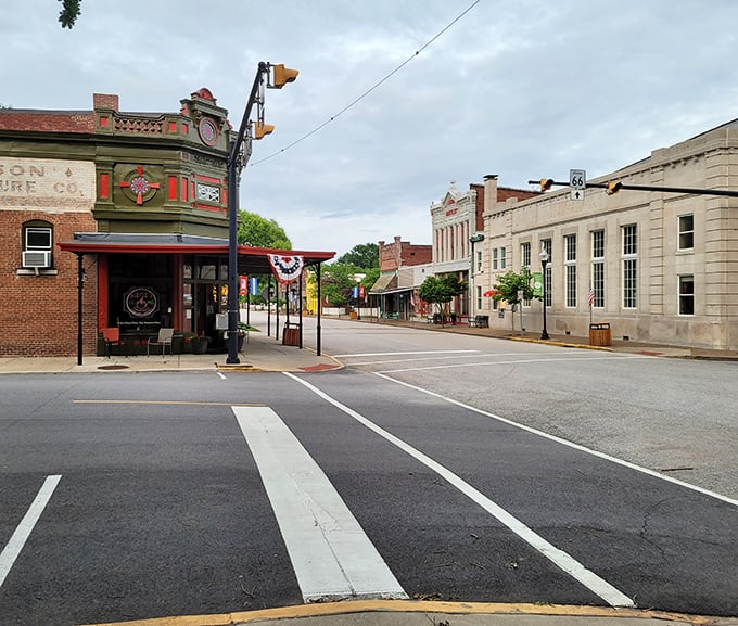 Main Street's historic facades tell tales of commerce past and present—brick, mortar, and memories all preserved in small-town perfection.