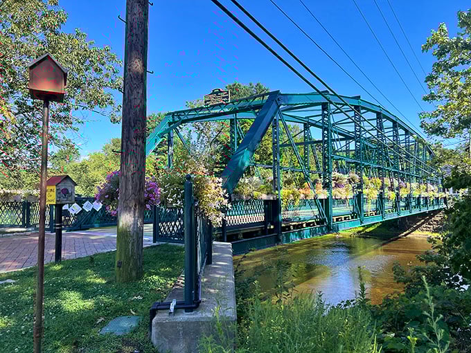 Engineering meets enchantment as the teal ironwork creates a frame for nature's canvas. Who knew infrastructure could be so Instagram-worthy?