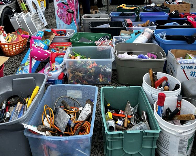 Plastic tubs of potential&mdash;where extension cords, action figures, and mystery tools await their second chance at usefulness.