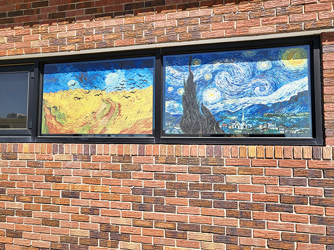 Not to be outdone, these window displays showcase more Van Gogh classics. "Starry Night" looks right at home against the brick&mdash;no museum admission required!