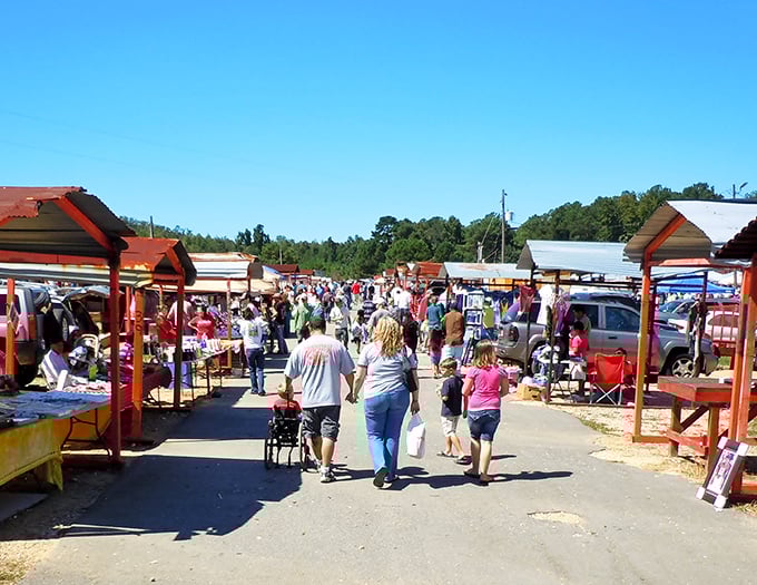 The family that flea markets together, stays together! These pathways between vendor stalls become memory lanes for generations of bargain hunters.