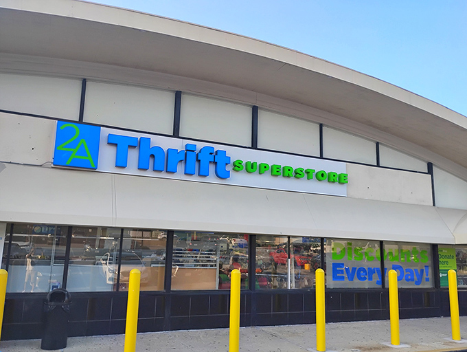 Blue and green announce savings ahead! This 2nd Avenue Thrift Superstore could double as an airplane hangar&mdash;that's how massive your bargain playground is.