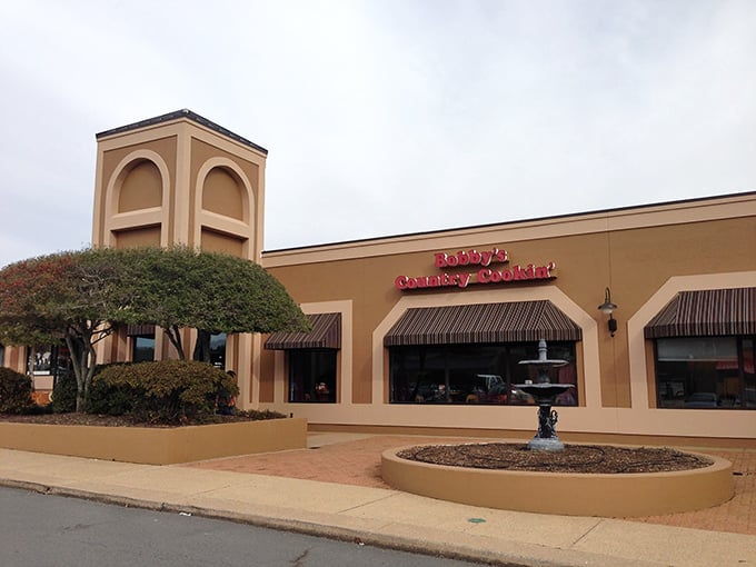 Bobby's Country Cookin' sits quietly in this tan building, plotting delicious comfort food conspiracies that'll make your diet cry.
