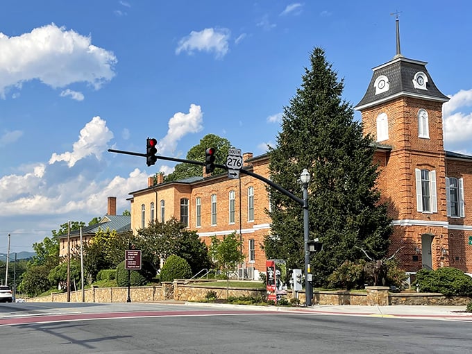 Brevard's historic courthouse stands sentinel over downtown, where white squirrels and music lovers find equal welcome.