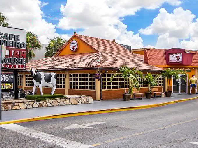 That life-sized cow statue isn't just decoration &ndash; it's a promise of what awaits inside this Brazilian meat paradise.