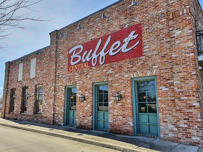 Central Buffet's rustic brick exterior hides a treasure trove of Southern comfort food waiting to be discovered.