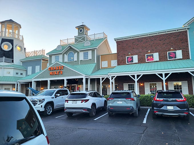 Crabby Mike's lighthouse-inspired architecture promises a beacon of seafood abundance. The all-you-can-eat paradise where your only worry is saving room for dessert.