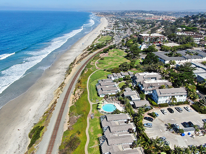 Del Mar's endless shoreline whispers to train travelers, "Slow down, the ocean isn't going anywhere."