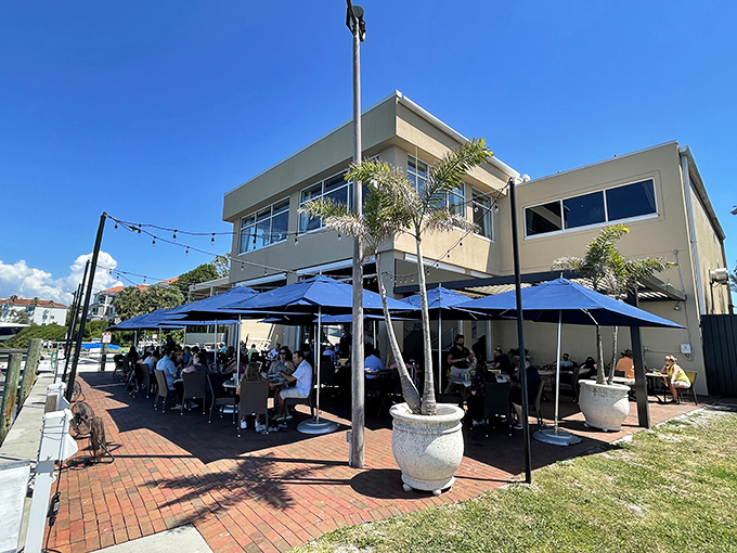 Dry Dock's modern marina setting offers upscale casual dining where boats become your dining companions.