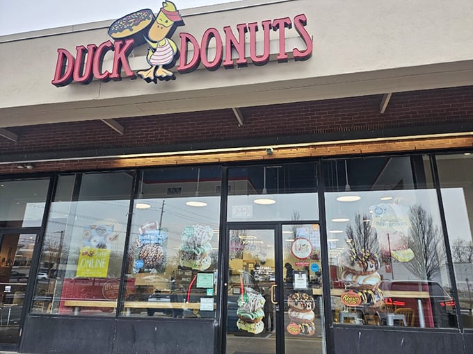 That cheerful duck mascot promises happiness, and brother, this place delivers on that promise every time.