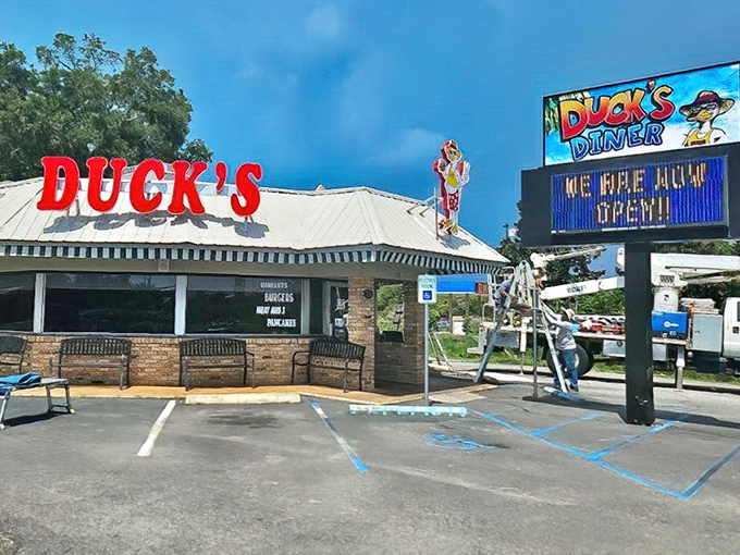 Duck's Diner: Where a giant cartoon duck welcomes you to breakfast paradise. This yellow building houses pancakes that could double as flotation devices.