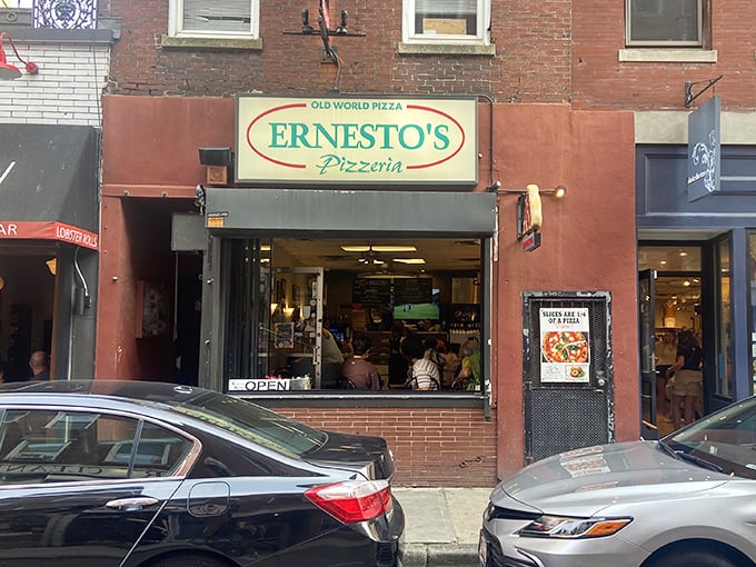 Ernesto's unassuming storefront hides Boston's worst-kept secret&mdash;pizza slices bigger than your head and twice as satisfying.