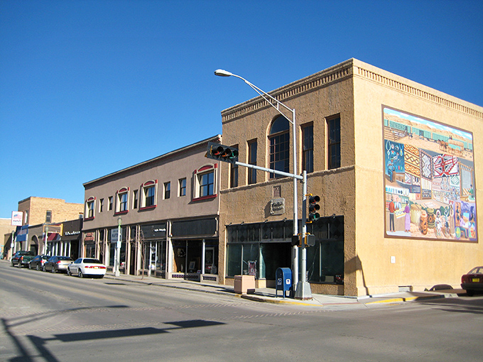 Gallup's historic buildings stand like sentinels of the past, their warm hues glowing against New Mexico's legendary blue skies.