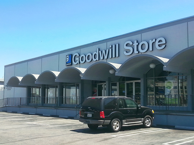 This massive Goodwill campus stretches like a shopping mall dedicated entirely to secondhand surprises. 