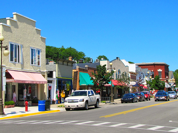 Harbor Springs' colorful storefronts create a rainbow of retail therapy opportunities. Window shopping here is better than therapy!